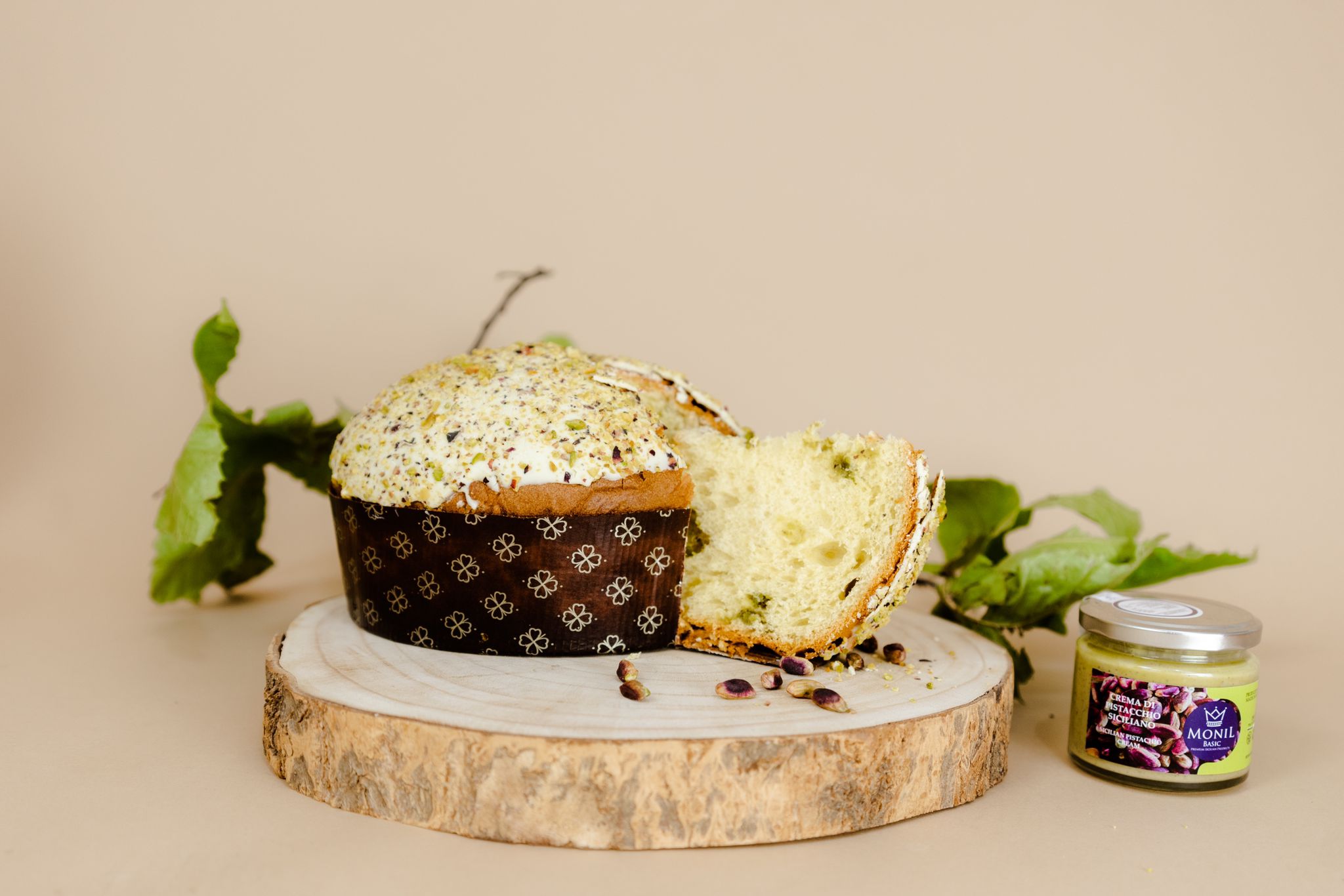Monil | Panettone al Pistacchio 750g con Vasetto di Crema di Pistacchio ...